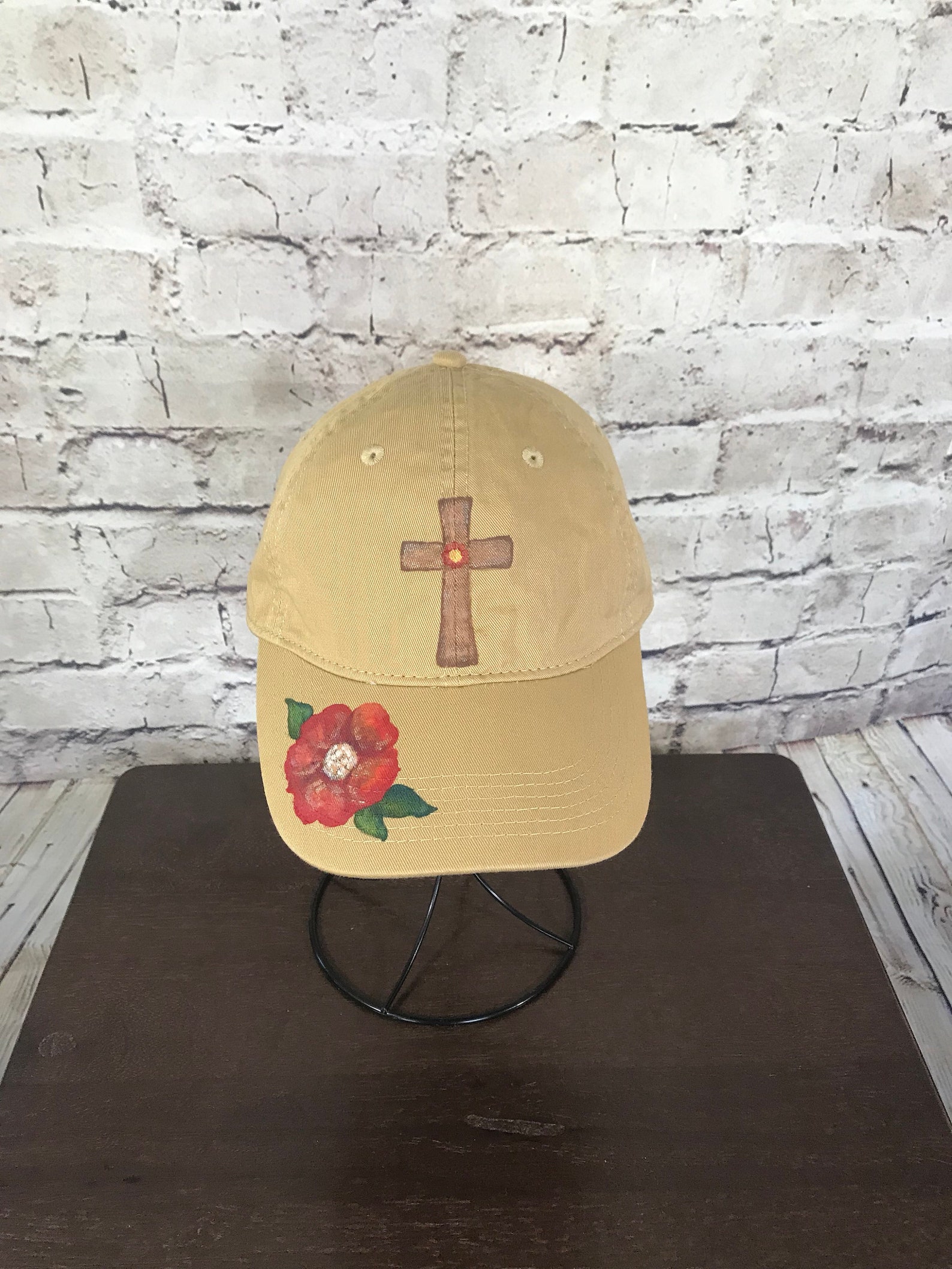 Womens Cross Hat Red Rose Hat Authentic Pigment Baseball - Etsy