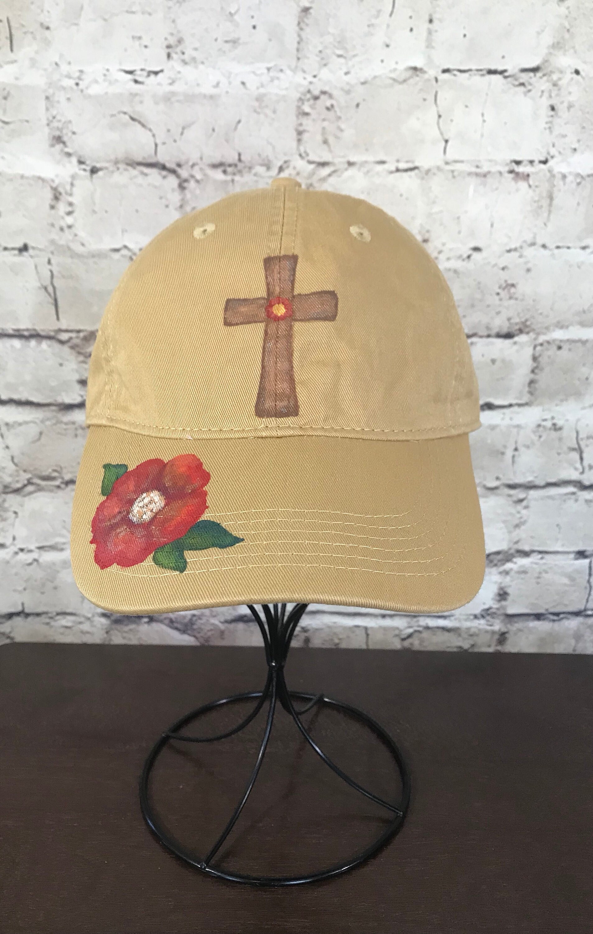Womens Cross Hat Red Rose Hat Authentic Pigment Baseball | Etsy
