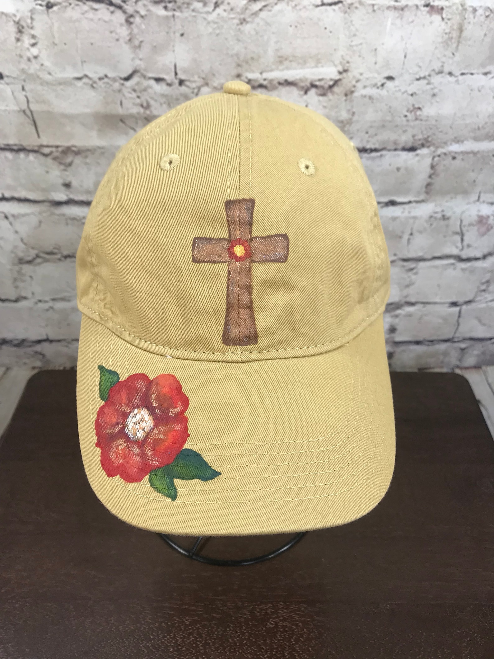 Womens Cross Hat Red Rose Hat Authentic Pigment Baseball - Etsy