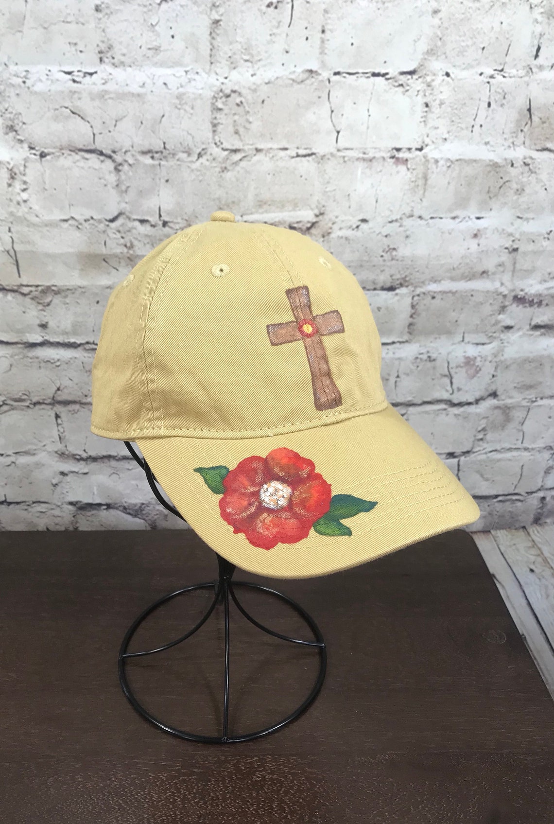 Womens Cross Hat Red Rose Hat Authentic Pigment Baseball - Etsy