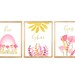 Rise and Shine Print Set, 3 Contemporary Nursery Decor, Pink Floral ...