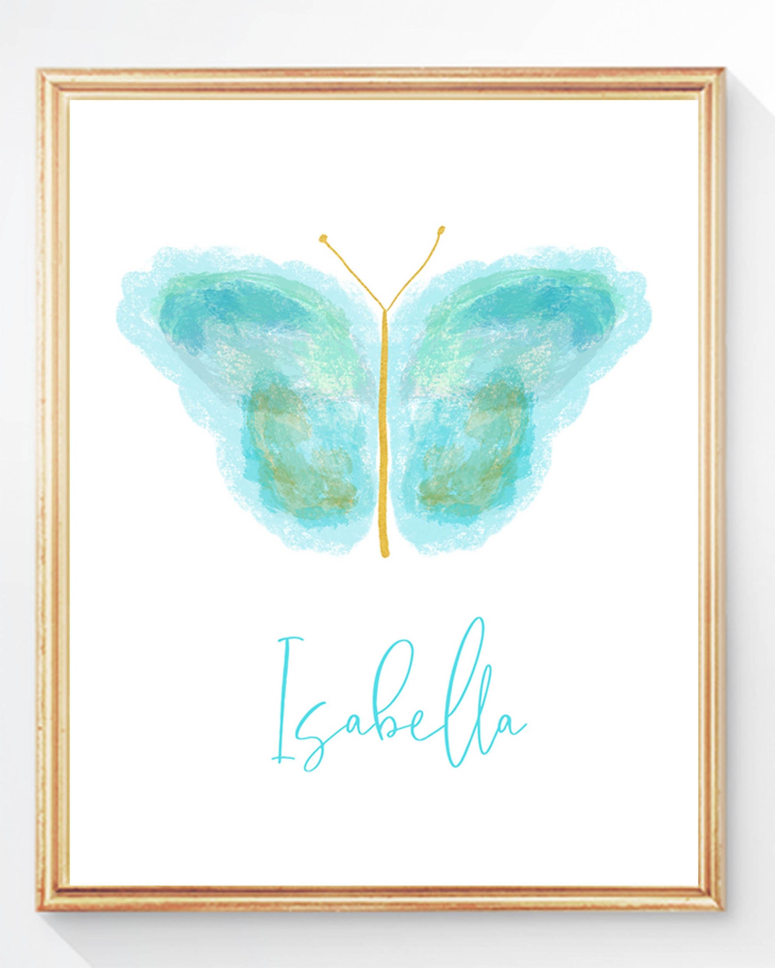 Blue Green Butterfly Print Set of 3 Butterfly and Flowers - Etsy