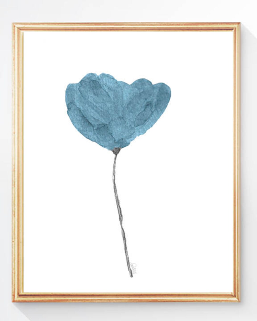 Teal Floral Print, Small Flower Print, Tulip Print, Tulip Artwork, Teal ...