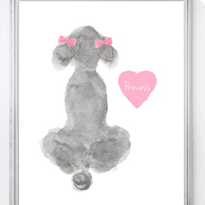 Poodle With Bows Print, Personalized Poodle Art, Poodle Lover Gift ...