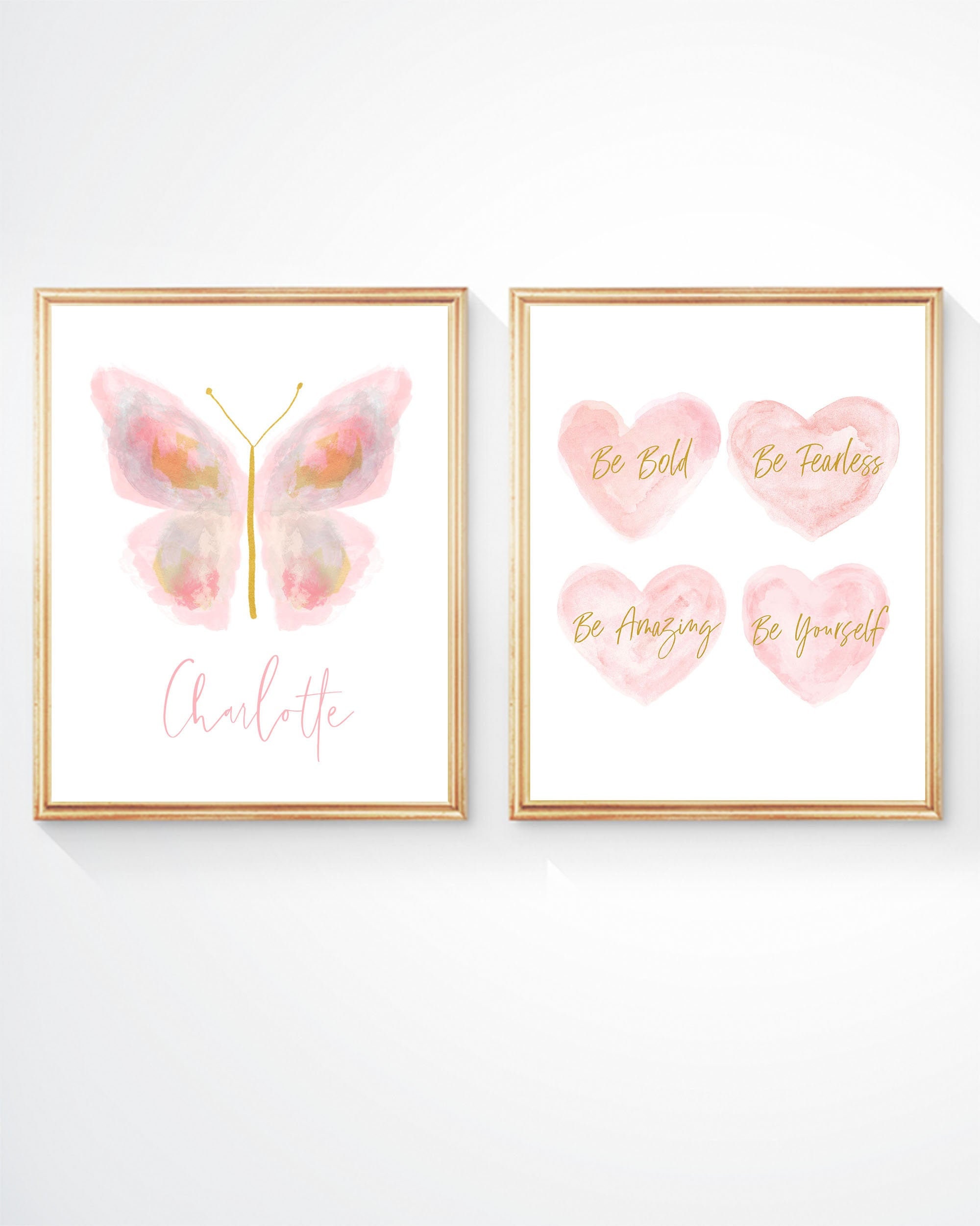 Personalized Blush Butterfly Inspirational Print Set