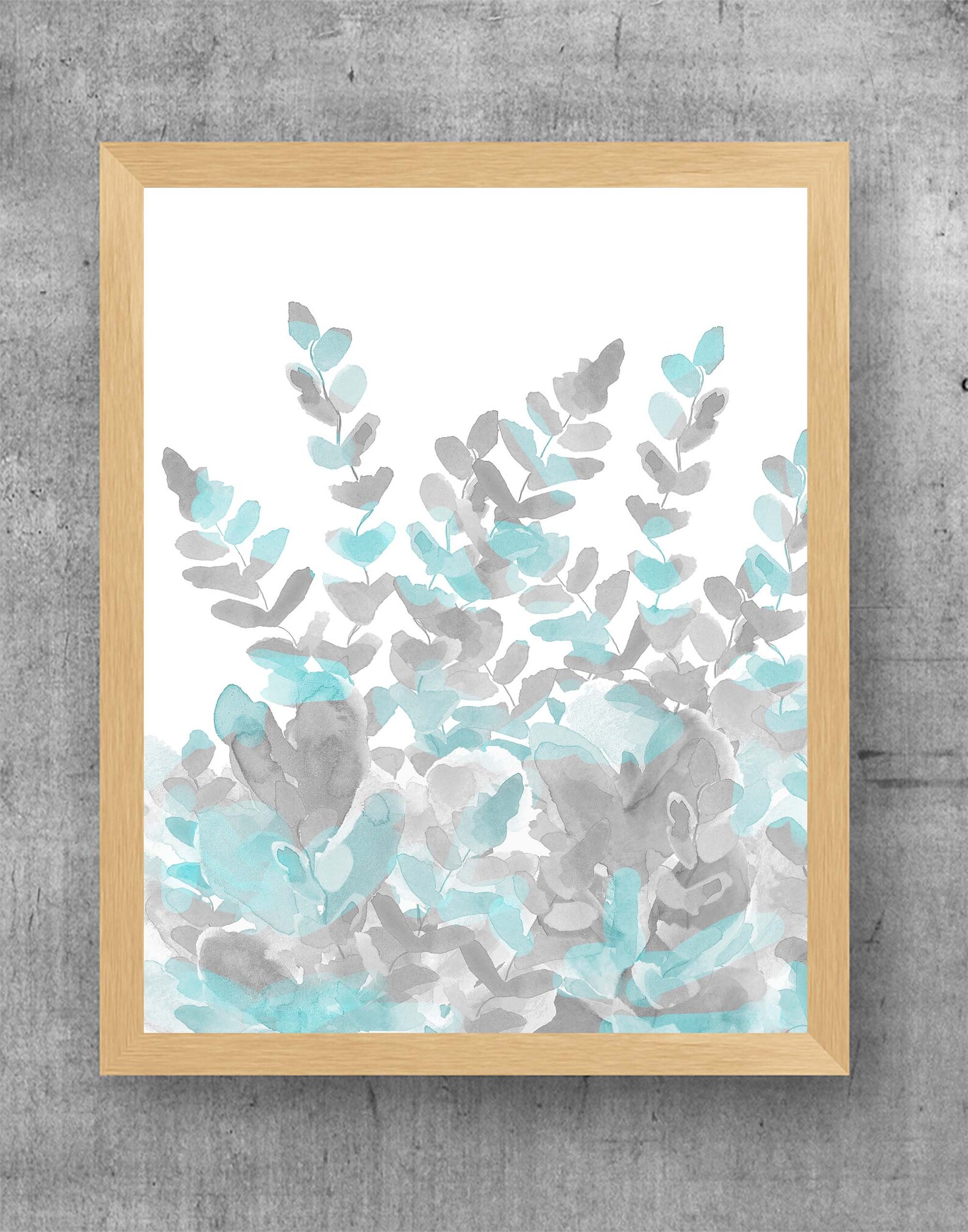 Aqua and Gray Wall Decor Set of 3 Watercolor Prints Aqua | Etsy