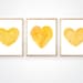 Yellow Heart Prints Set of 3 Yellow Wall Decor Yellow - Etsy