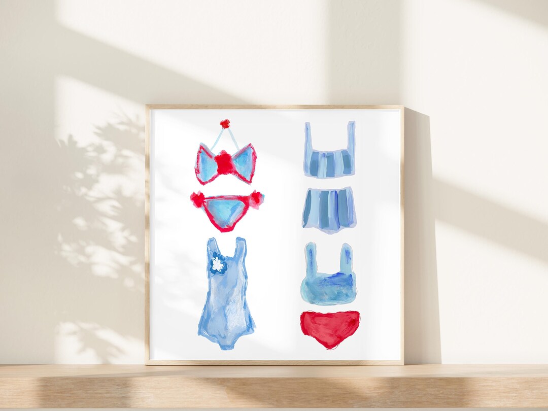 French Riviera Vintage Bathing Suit Print, Bathing Suit Fashion Print ...