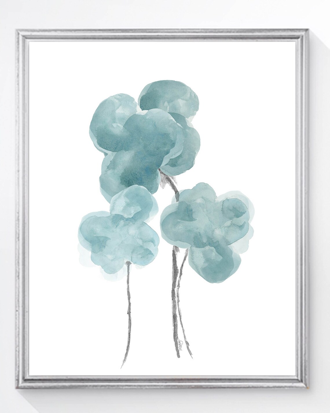 Teal Wall Decor Set of 3 Watercolor Prints Teal Decor Teal | Etsy