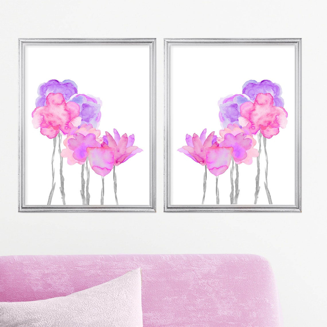 Pink and Purple Flower Posters 16x20 Set of 2 Large Floral - Etsy