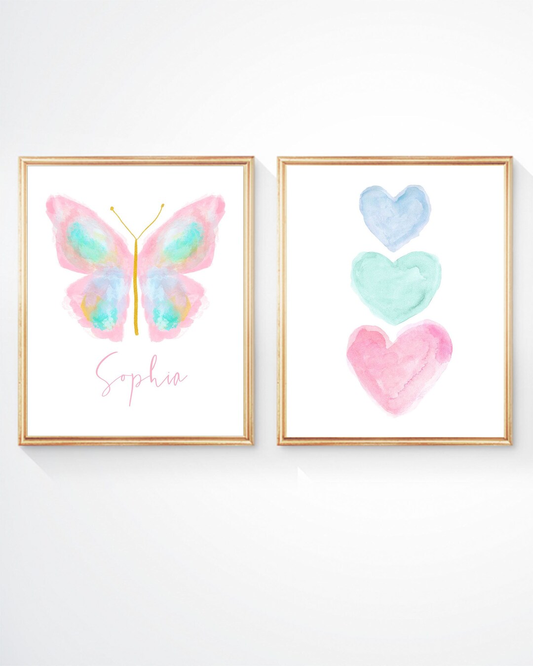 Pastel Butterfly Prints, Print Set of 2, Girls Pastel Wall Art ...
