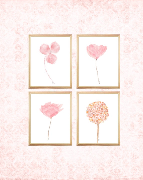 Home Décor Prints Blush Watercolor Flowers Blush Room Decor Blush ...