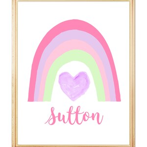 Bright Pastel Rainbow and Flowers Print Set of 3, Rainbow Print Set ...