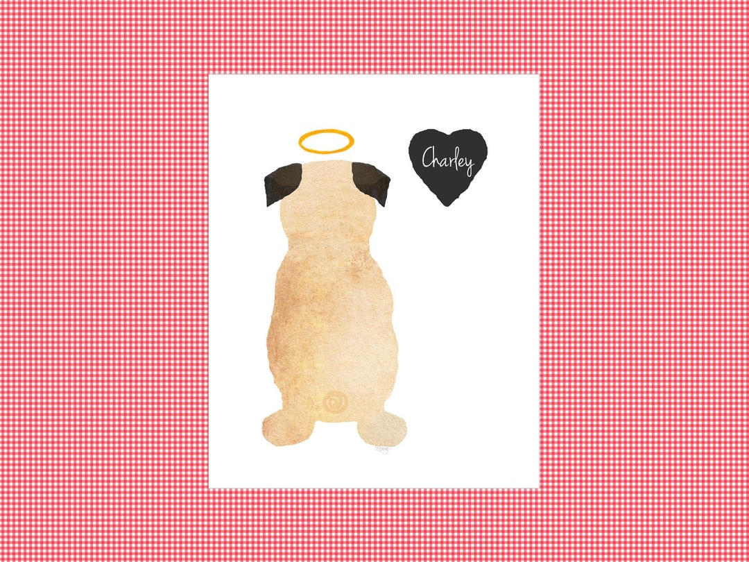 Pug Memorial Gift, Pug Sympathy Gift, Pug Art, Personalized Pug Print ...