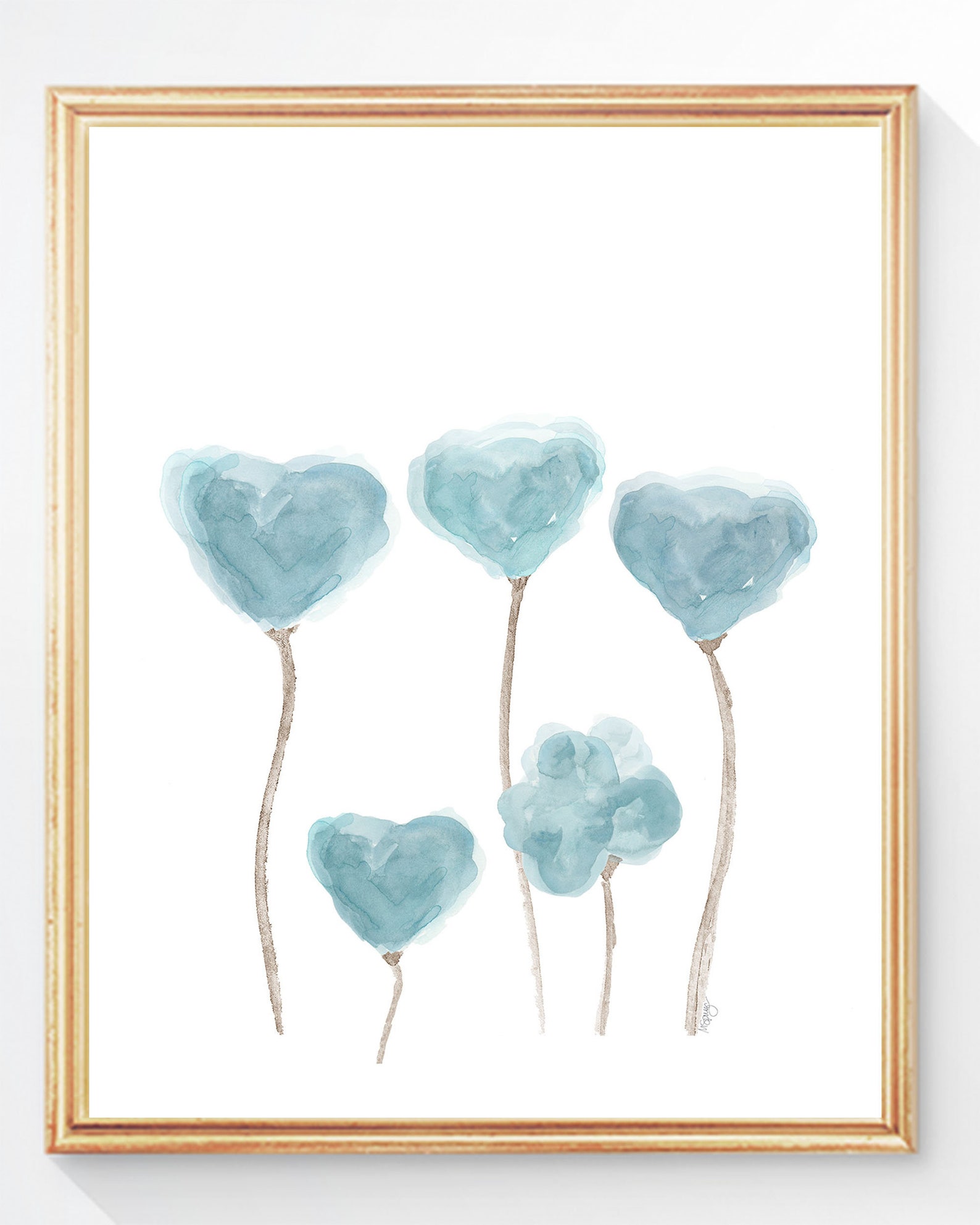 Teal Wall Decor, Set of 3 Watercolor Prints, Teal Wall Art, Teal Living ...