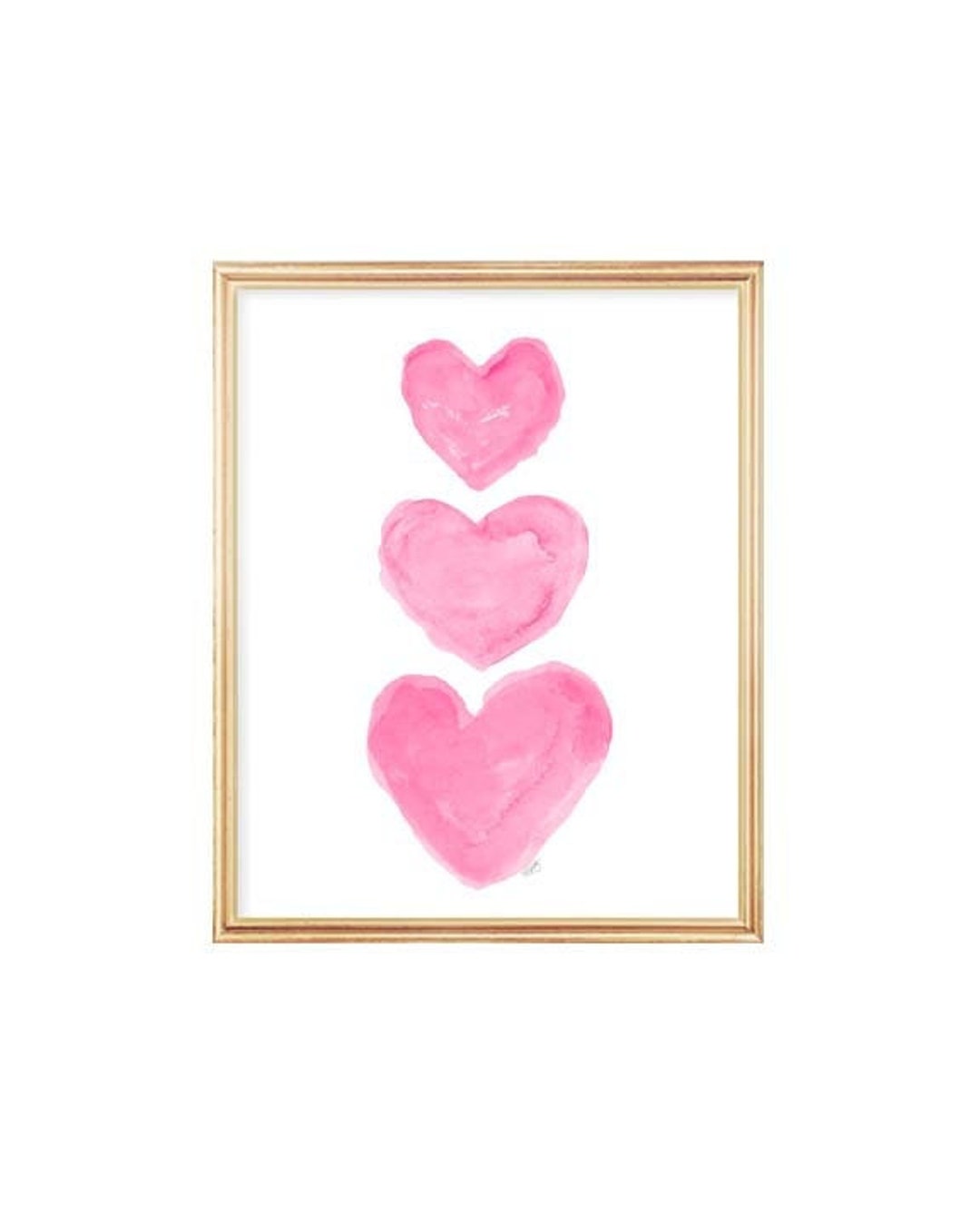 Pink Heart Wall Art, Girls Hot Pink Wall Decor, Pink Watercolor Heart ...