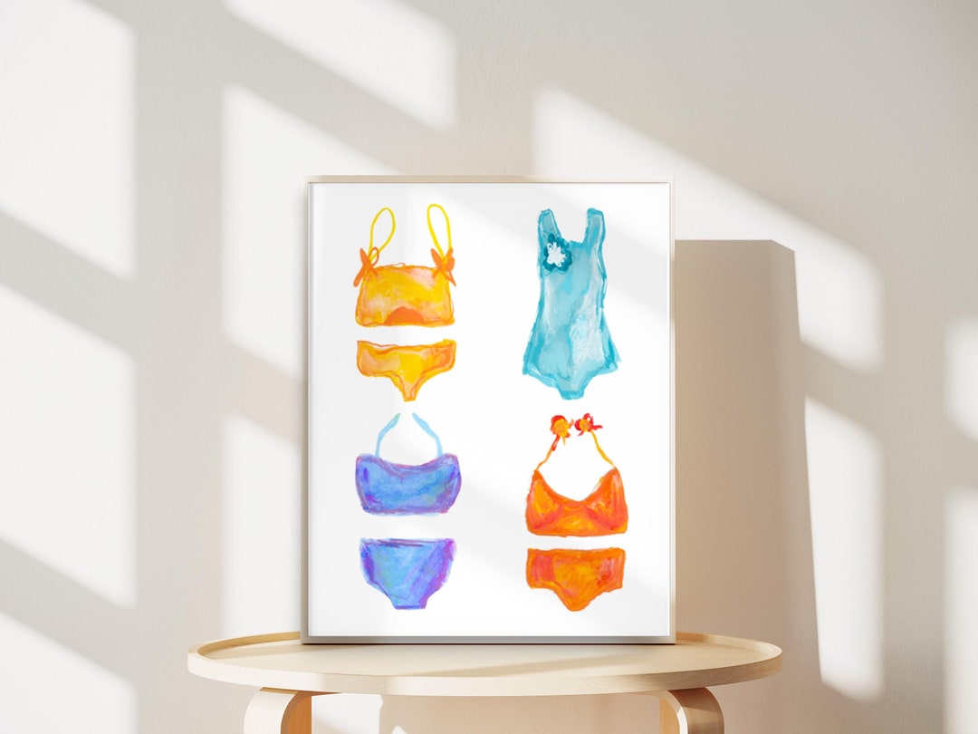 Colorful Bathing Suits Art Print, Beach Art for Wall, Summer Art, Beach ...