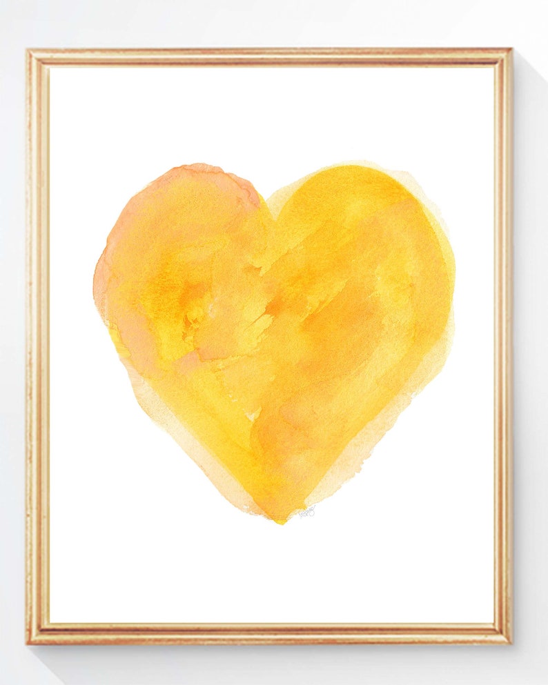 Yellow Heart Prints, Set of 3, Yellow Wall Art, Yellow Nursery Prints ...