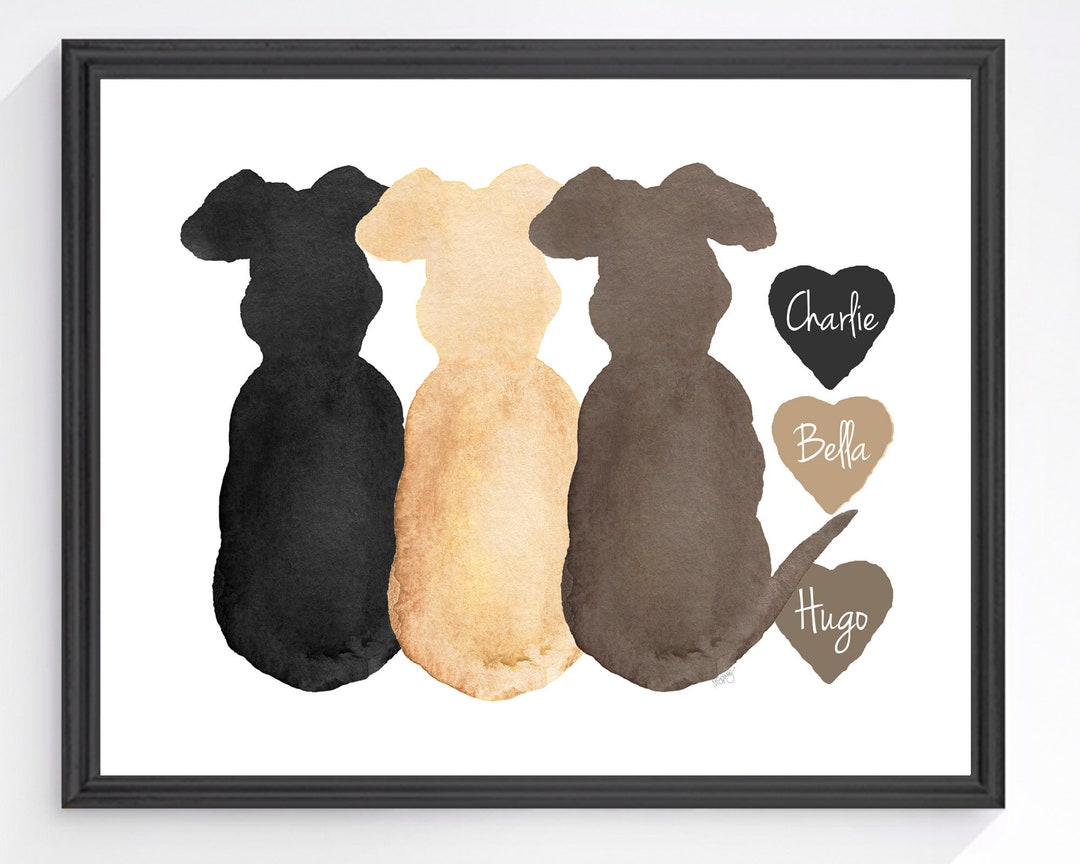 Dog Lover Gift, Dog Family Portrait, Three Dog Present, 8x10, Gift With ...