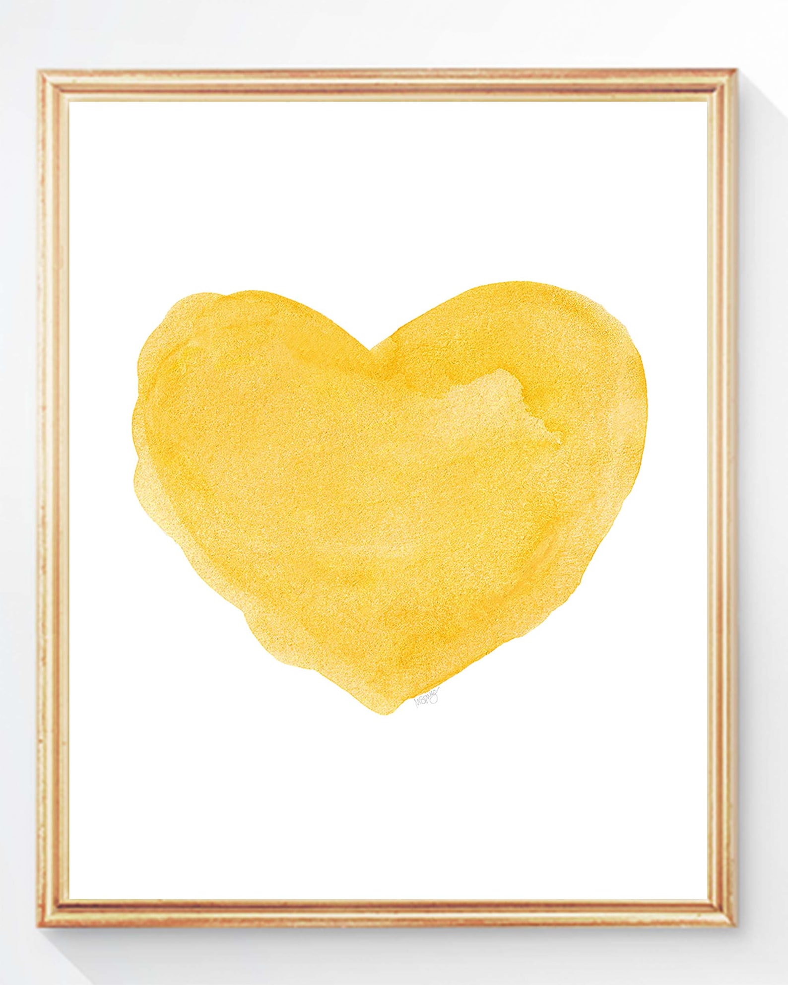 Yellow Heart Prints, Set of 3, Yellow Wall Art, Yellow Nursery Prints ...