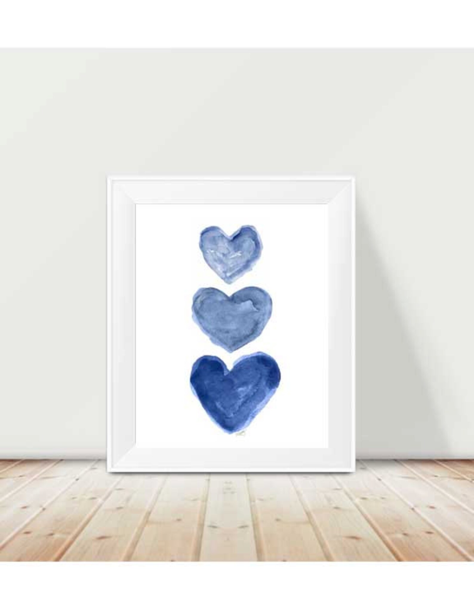 Navy Heart Print, Indigo Wall Decor, Midnight Blue Decor, Navy Blue ...