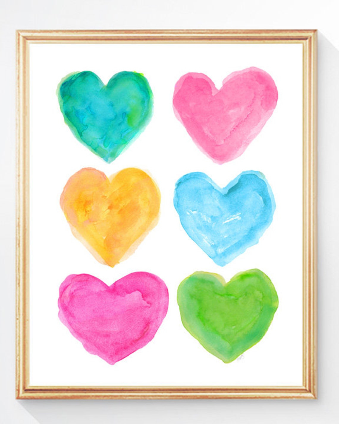 Preppy Wall Decor Bright Watercolor Hearts Preppy Nursery | Etsy