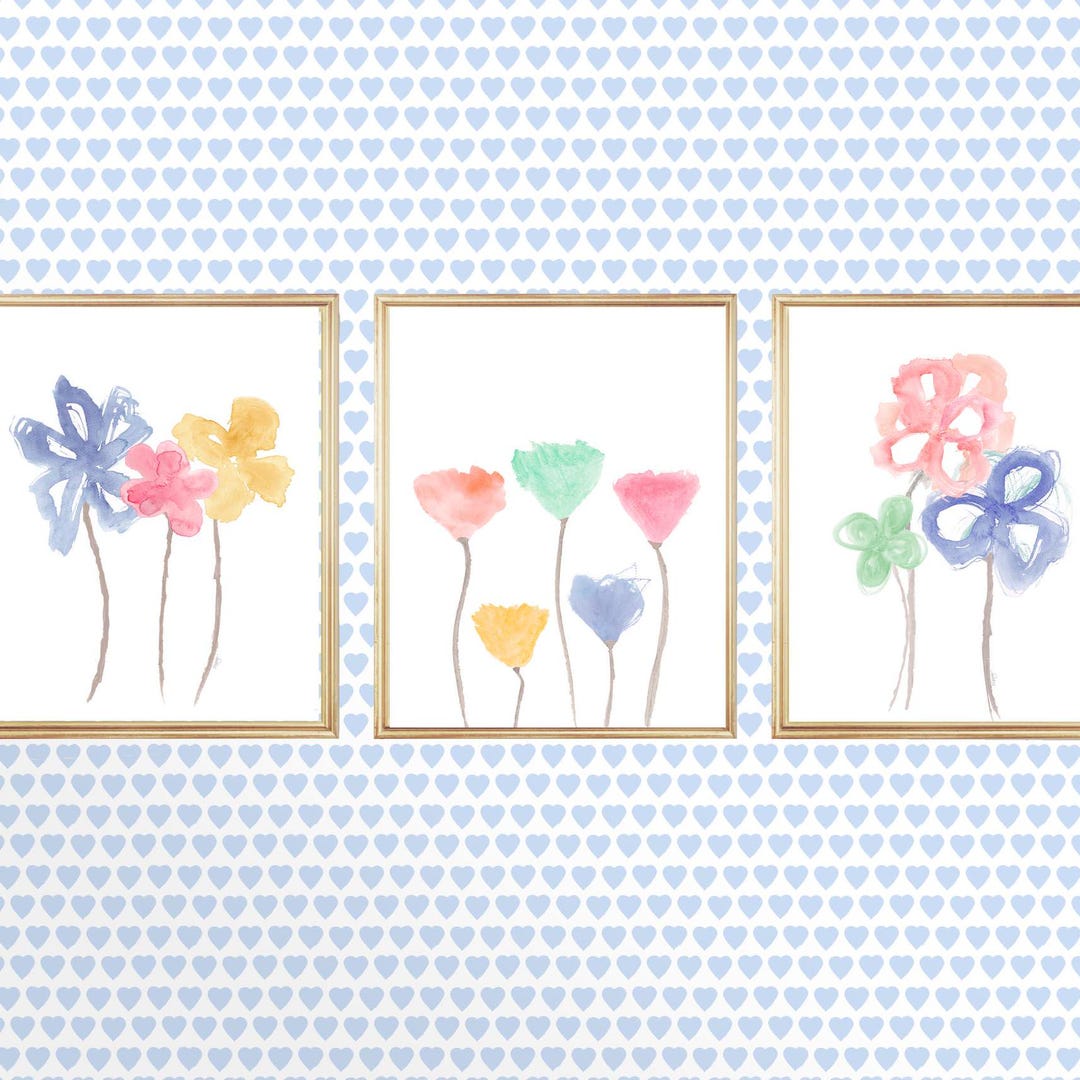 Pastel Floral Watercolor Art Prints, Set of 3 - Etsy