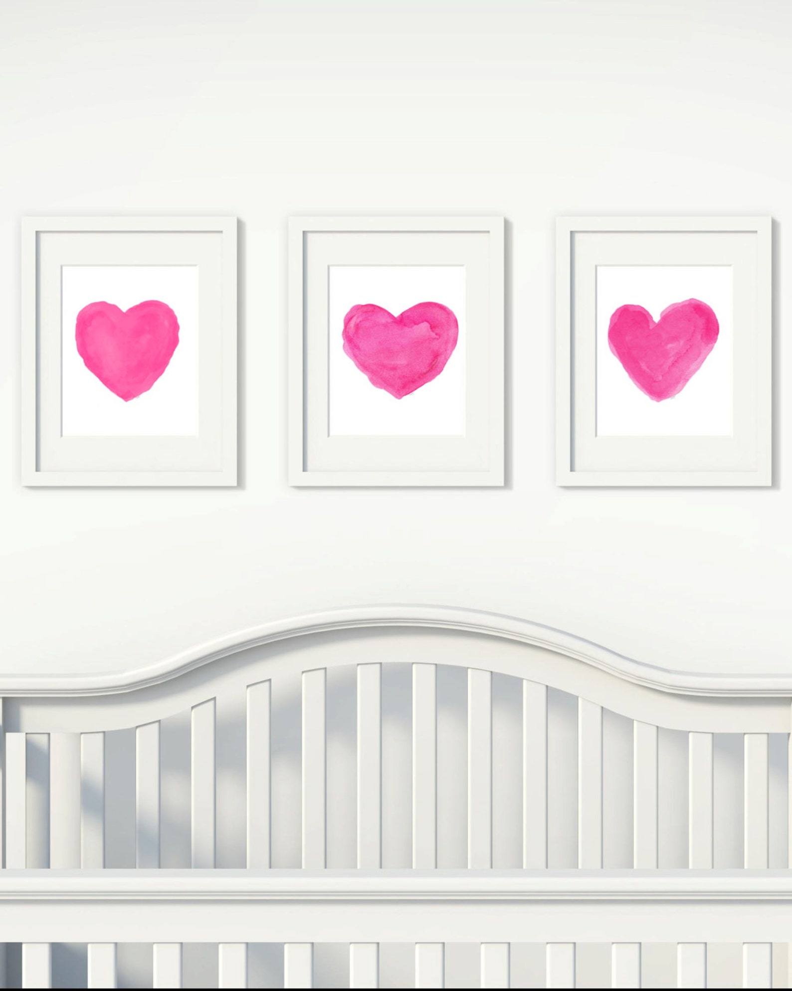 Hot Pink Heart Prints Set of 3 Hot Pink Wall Decor Hot Pink - Etsy