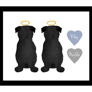 Pug Gift, Pug Print, Two Pug Memorial, Pug Sympathy Gift, Pug Loss Gift ...