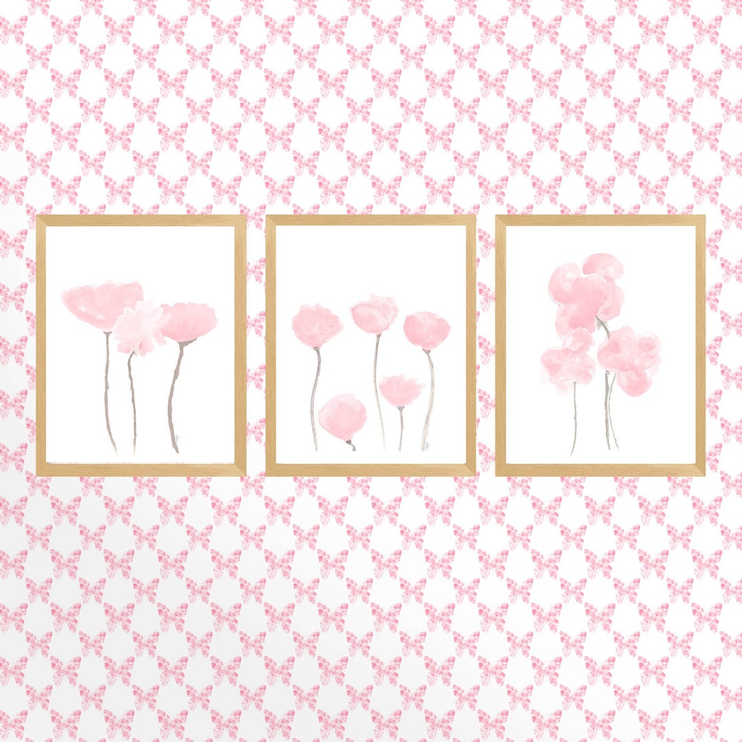 Pink Floral Wall Art, Pink Flower Prints, Pink Botanical Prints, Pink ...