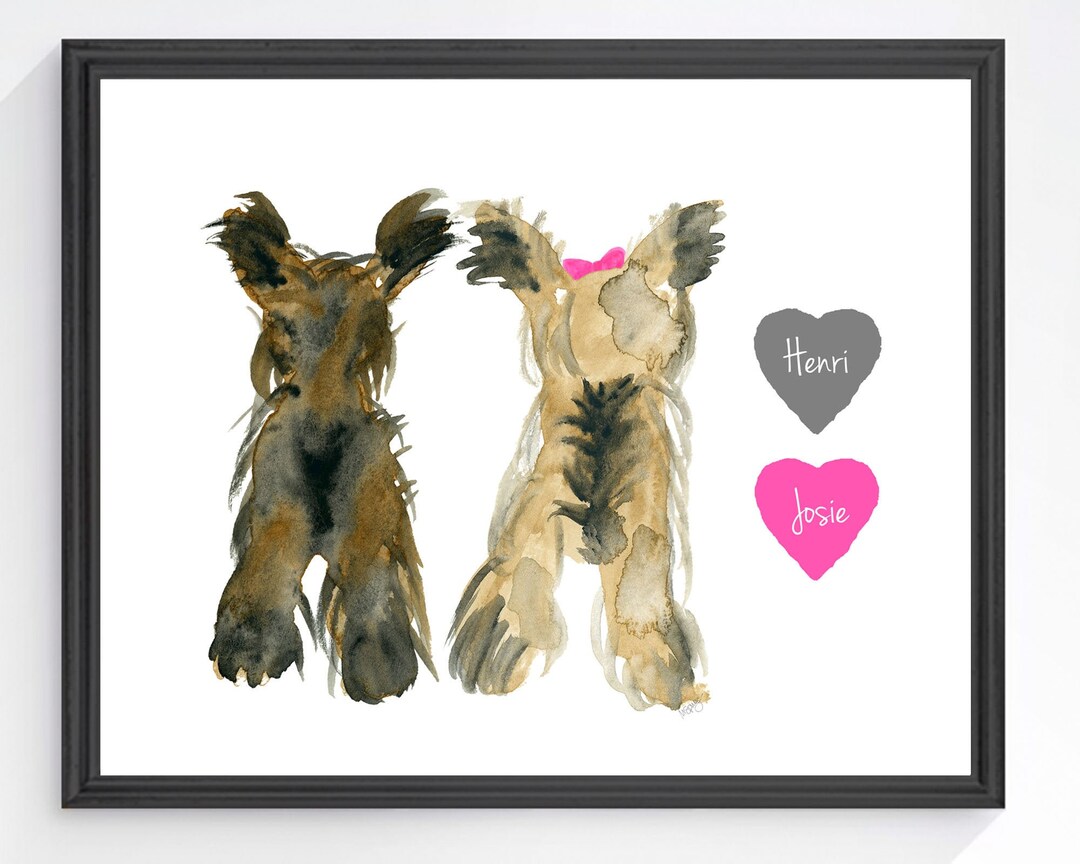 Two Yorkies Memorial, Two Yorkies Print, Yorkie Dog Loss, Yorkshire ...