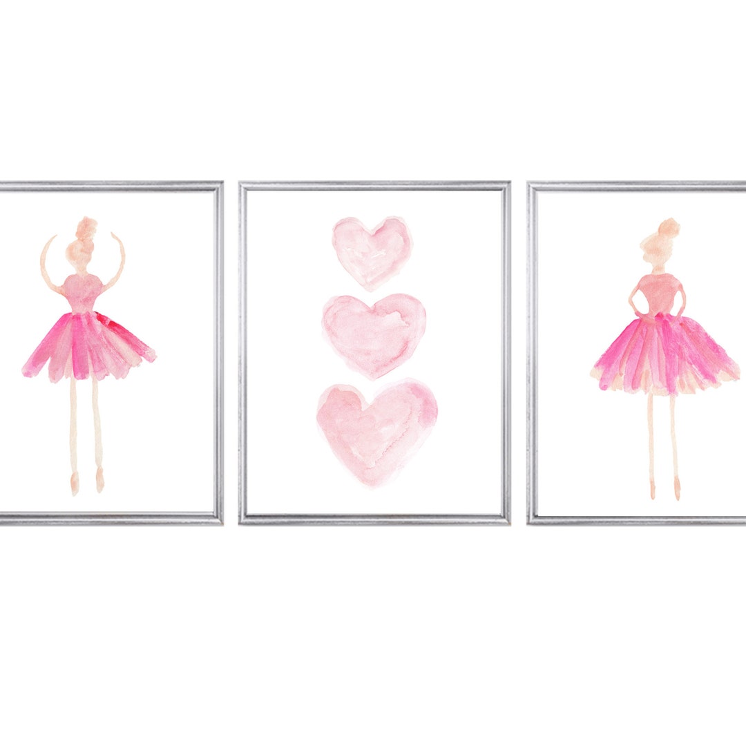 Ballerina Wall Art Set of 3 Dancer Wall Decor Ballet Nursery Theme ...