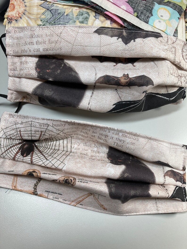 Halloween Bats Spiders and Black Cat Handmade Face Masks - Etsy