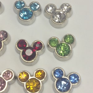 Mouse Ears Birthstone Colors Floating Charm. - Etsy