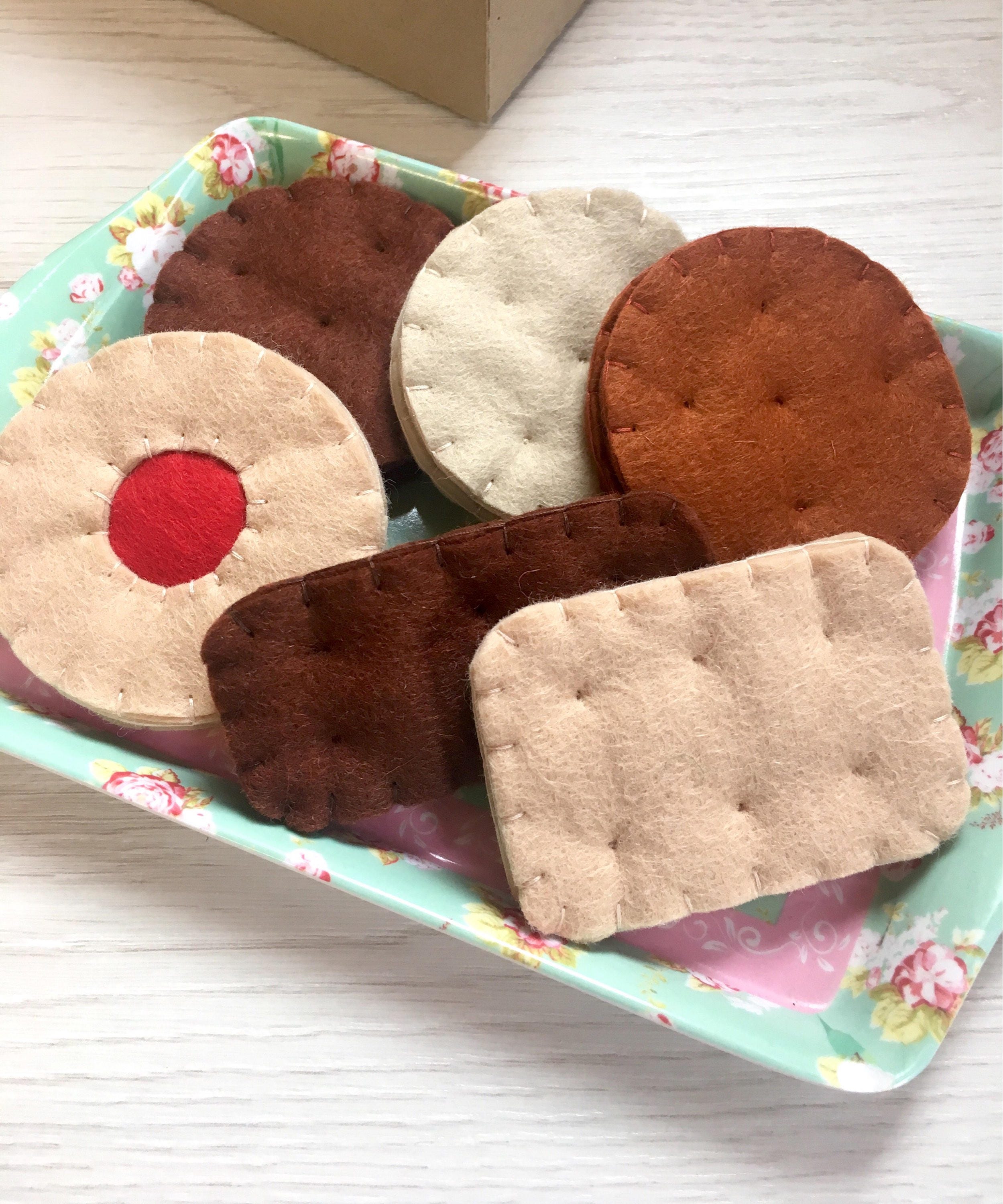 Felt Pretend Play Food Biscuit Selection With Gift Box - Etsy UK