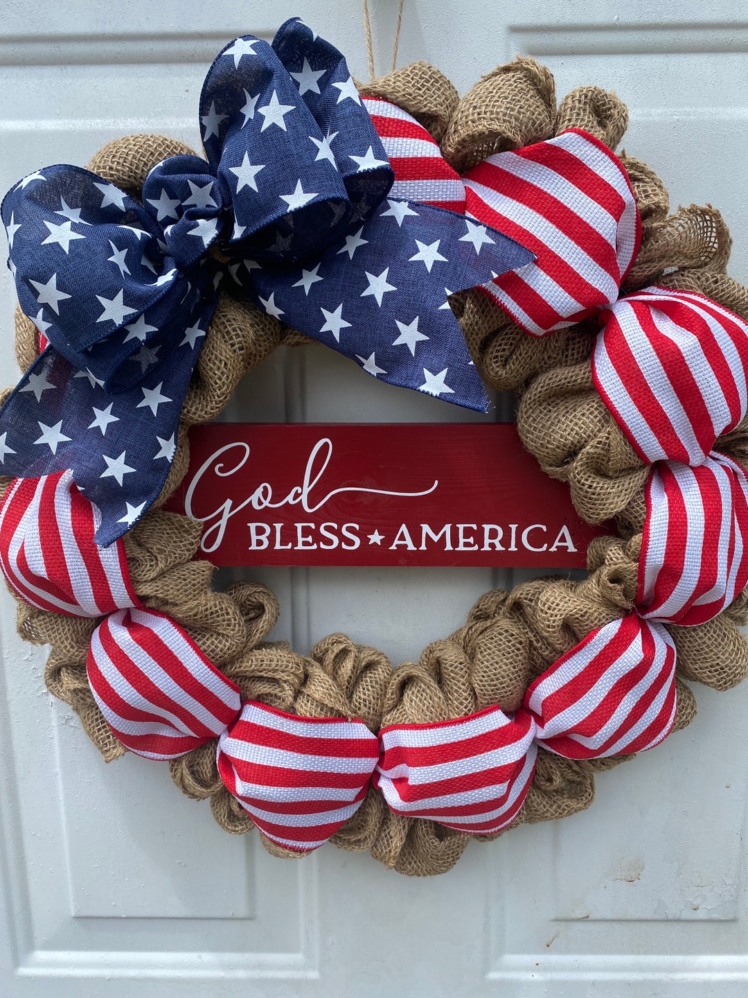 Patriotic Wreath, Flag Door Decor, Patriotic Flag Front Door, Memorial ...