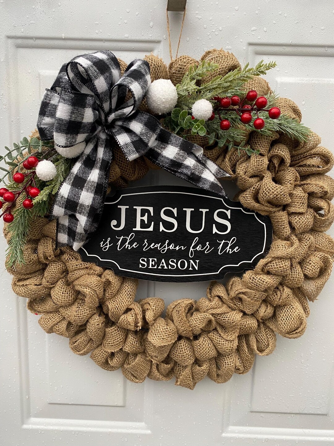 Christmas Burlap Jesus is the Reason for the Season Farmhouse Christmas ...