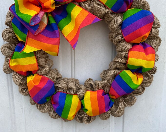 Pride Wreath, Rainbow Wreath, Pride Month Wreath, June Pridefront Door ...