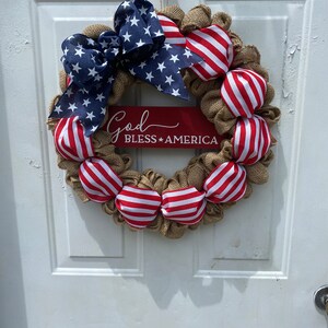 Patriotic Wreath, Flag Door Decor, Patriotic Flag Front Door, Memorial ...