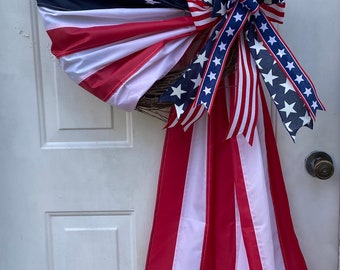 Wreath Patriotic Burlap Wreath Patriotic Front Door Flag Wreath ...
