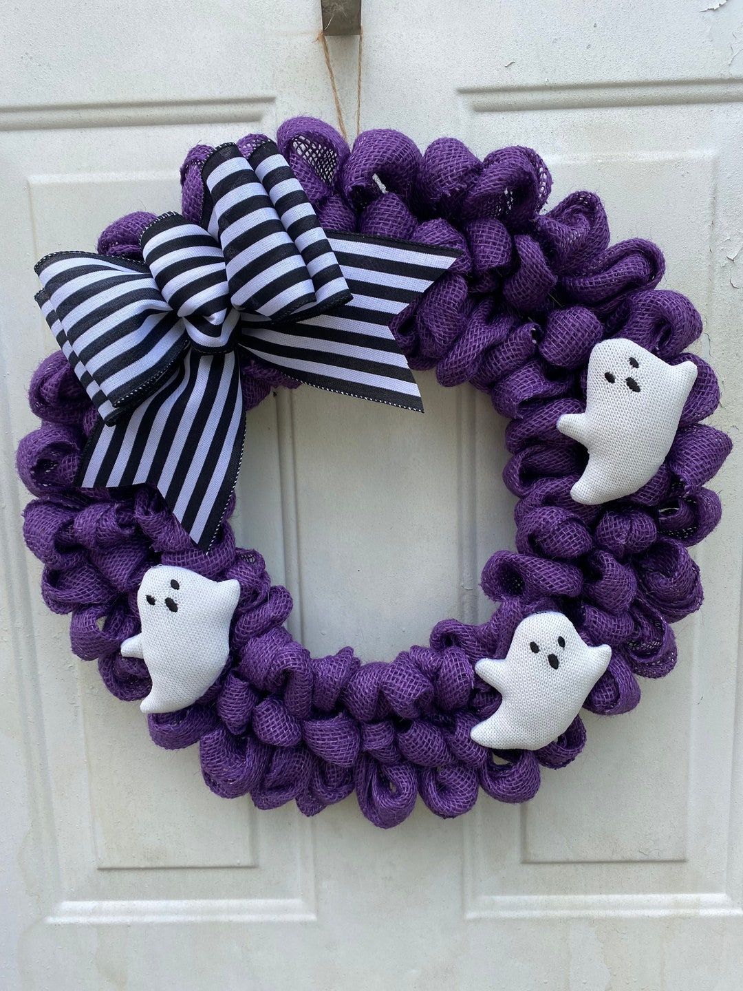 Rustic Halloween Wreath for Front Door Burlap Halloween Wreath ...