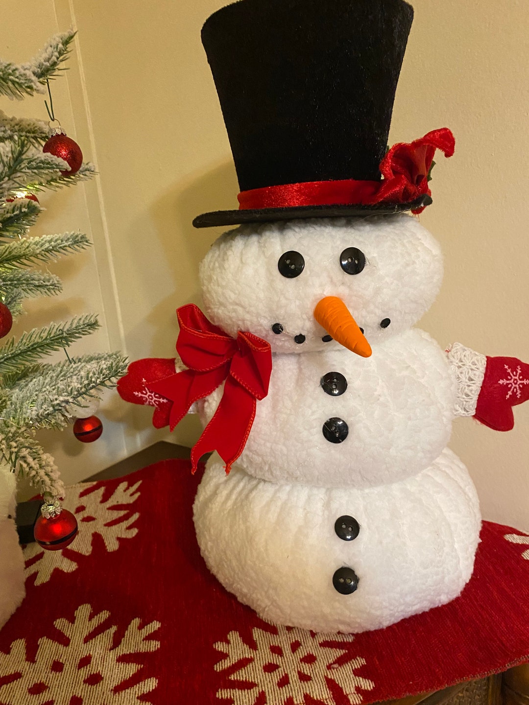 Standing Snowman Stuffed Snowman Decor Stand Alone Snowman Decor Sherpa ...