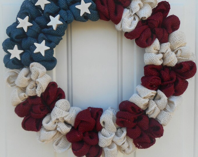 Americana Wreath Americana Burlap Wreath Patriotic Wreath - Etsy