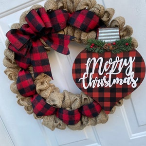Rustic Farmhouse Red and Black Buffalo Plaid Merry Christmas - Etsy