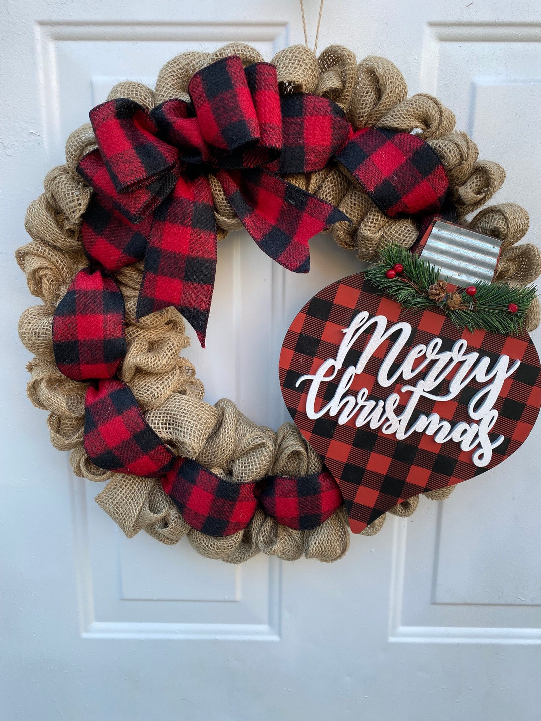 Rustic Farmhouse Red and Black Buffalo Plaid Merry Christmas - Etsy