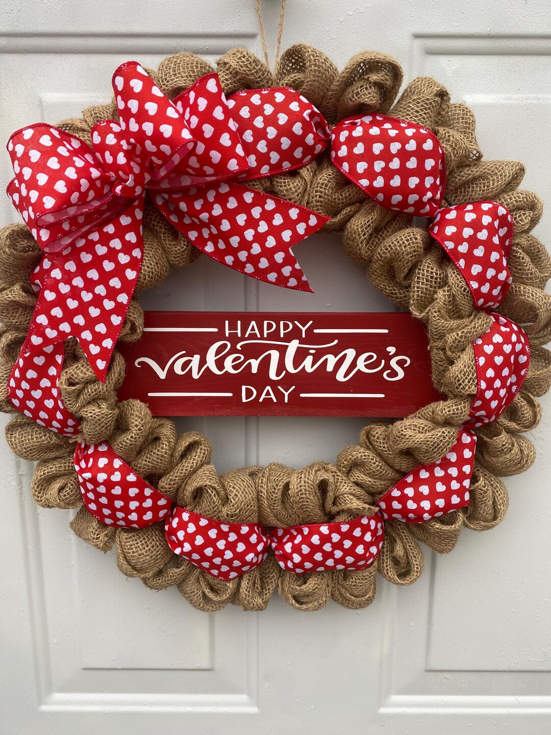 Valentines Day Heart Ribbon Wreath Front Door Happy Valentines Day Door ...