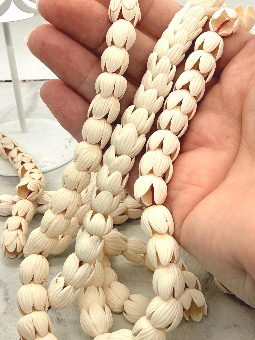 White Pikake Flowers Handmade in Polymer Clay Kasmine Bud Beads ...