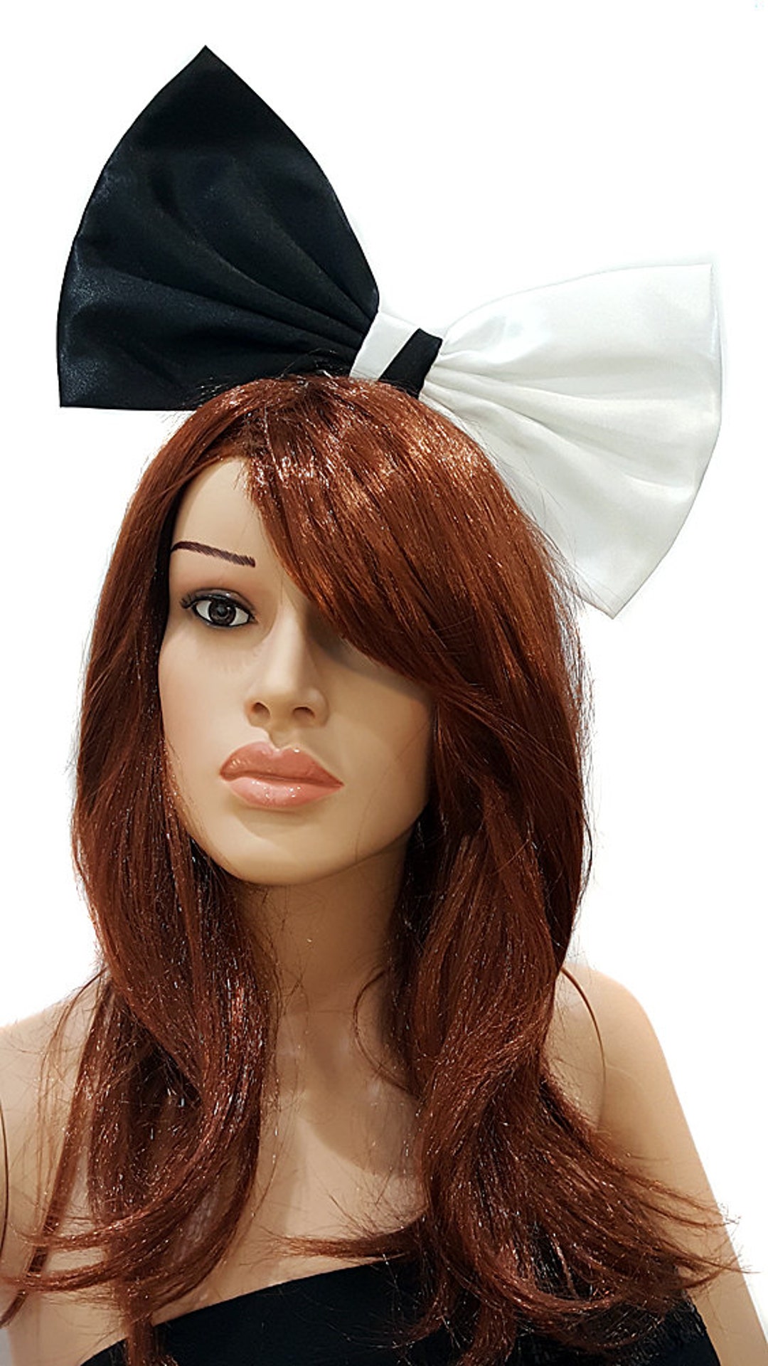 Giant Extra Large Hair Bows- Sia Inspired in White and Black Satin ...