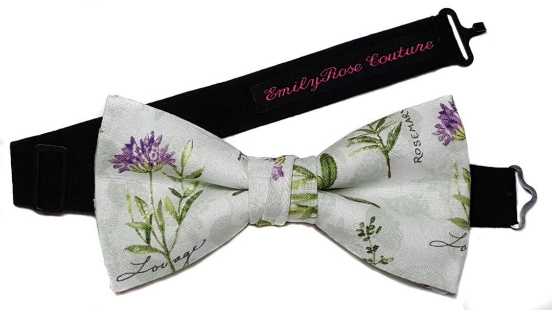 Herbal Garden Floral Bow Ties- Wedding Bow Ties- Pre Tied- Adjustable ...