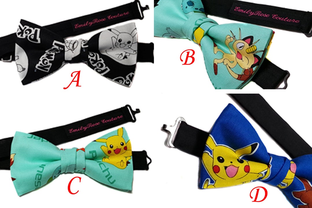 Pokemon Characters Bow Tie Pikachu Bow Tie Meowth Bow Tie - Etsy